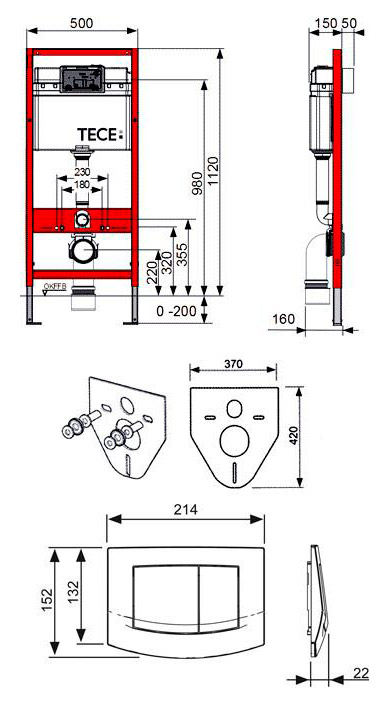 Застенные модули TECE TECEbase 1120 мм c панелью смыва ТЕСЕambia глянцевый хром - купить по ...